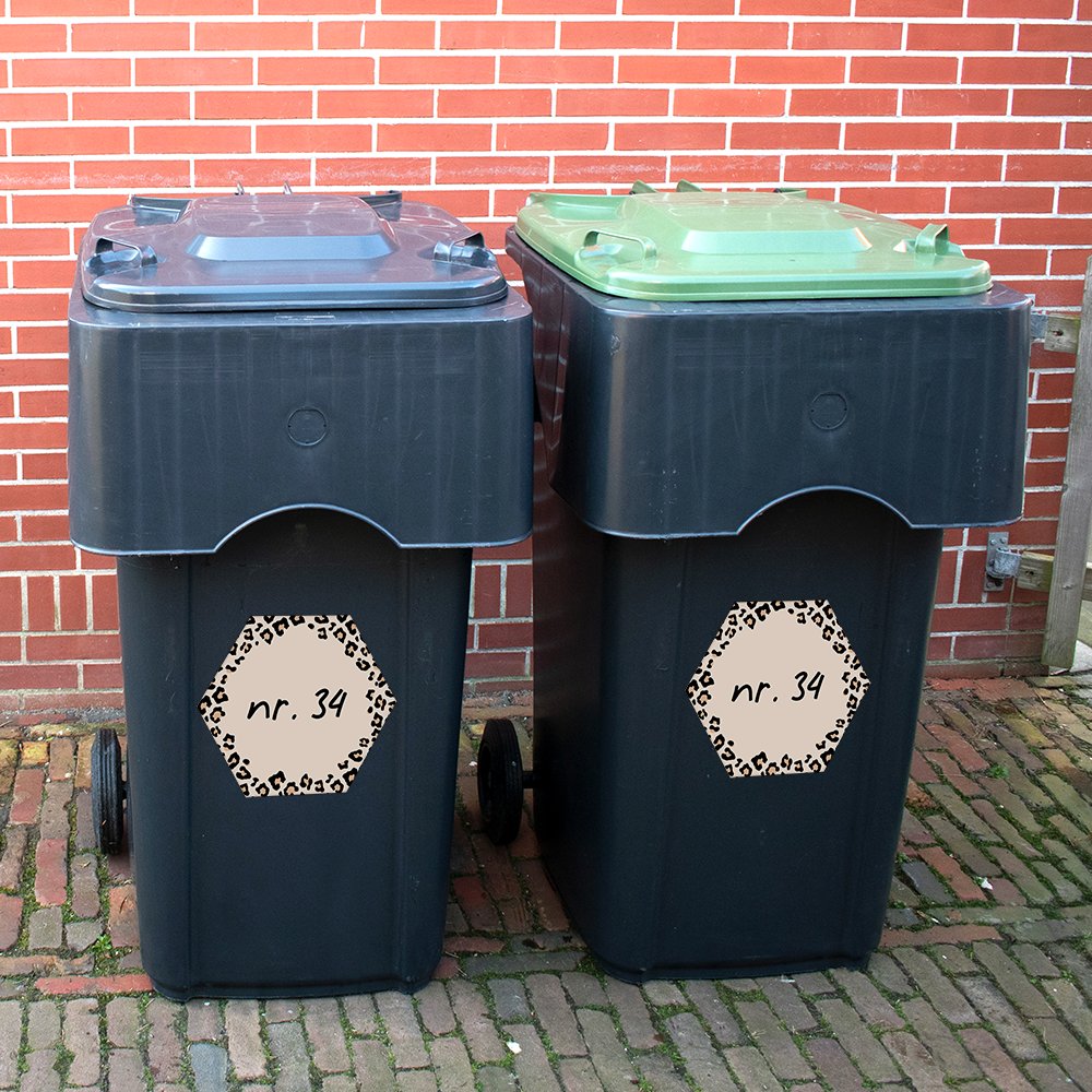 Container sticker huisnummer hexagon - Nu met 40% korting!