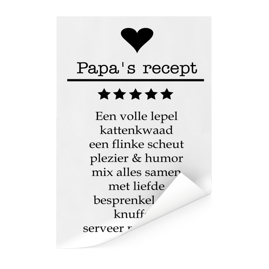 Vaderdag - Papa’s recept Poster - Vaderdag collectie